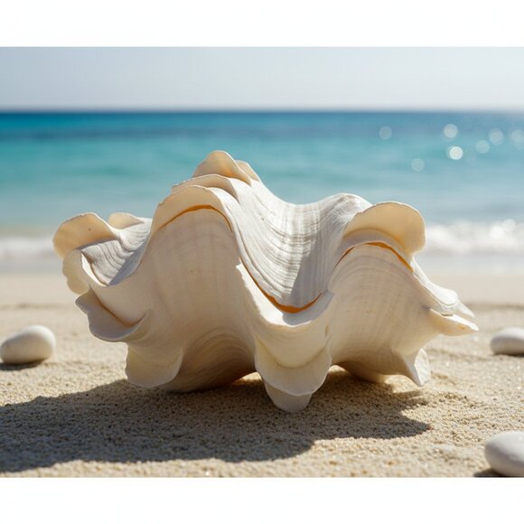 Art | Natural Fluted Squamosa Tridacna Clam Shell Pair Set 5 Coastal ...